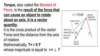 TORQUE, work done by a torque, static equilibrium.pptx