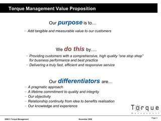 Torque Management Business Performance Improvement | PPT
