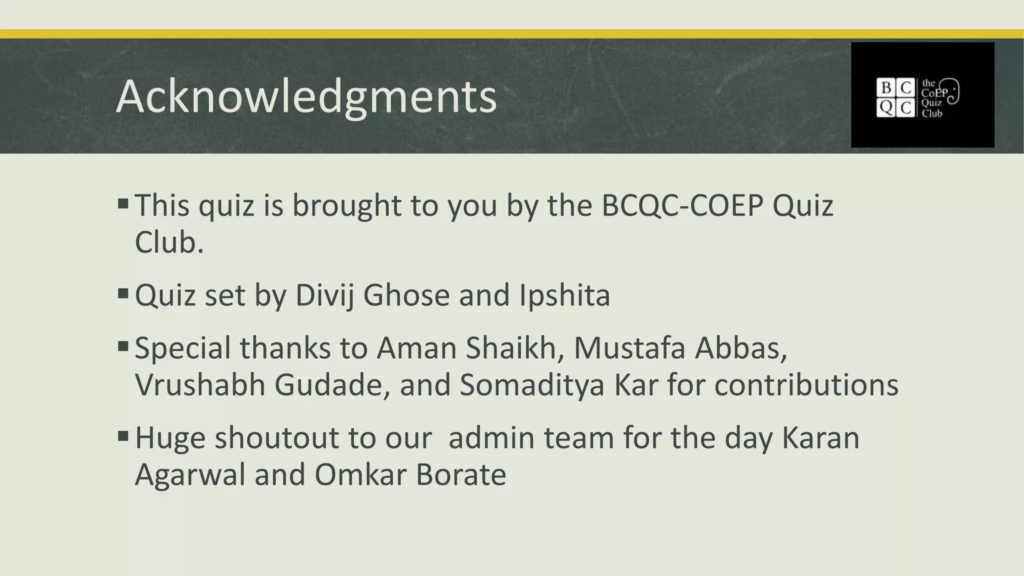 Mindspark '16 | Torquest | The Sci-Tech Quiz Preliminary Round | PPT