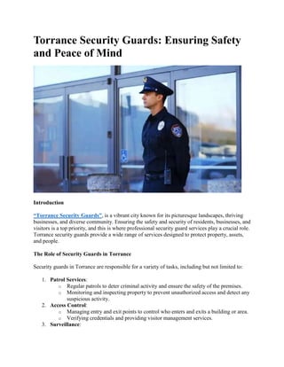 Torrance Security Guards: Ensuring Safety and Peace of Mind | DOCX