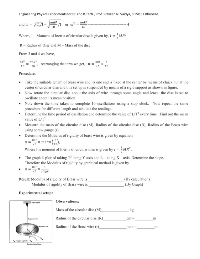 torsinal pendulum.docx | Physics | Science