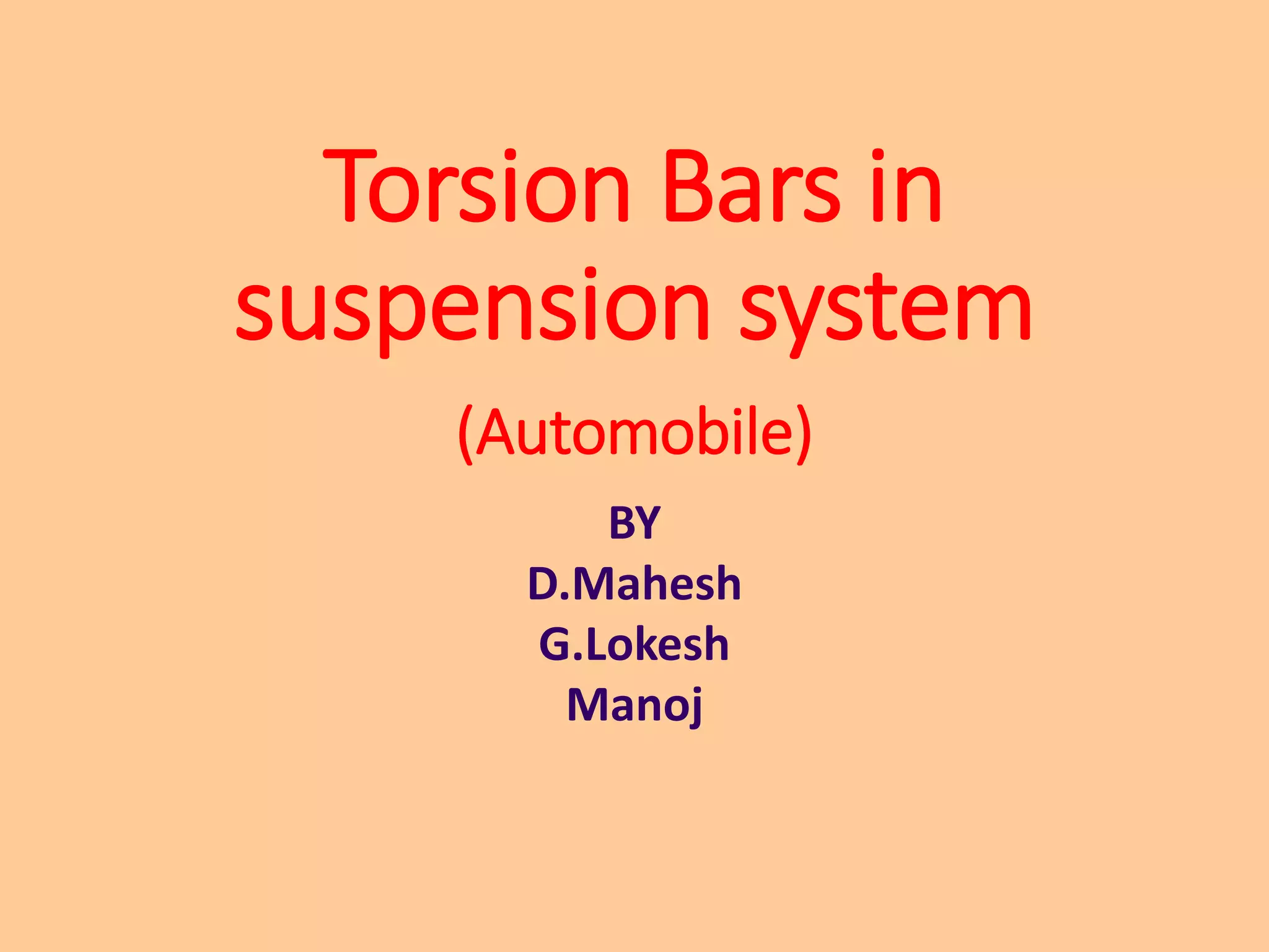 Torsion bars suspension | PPT