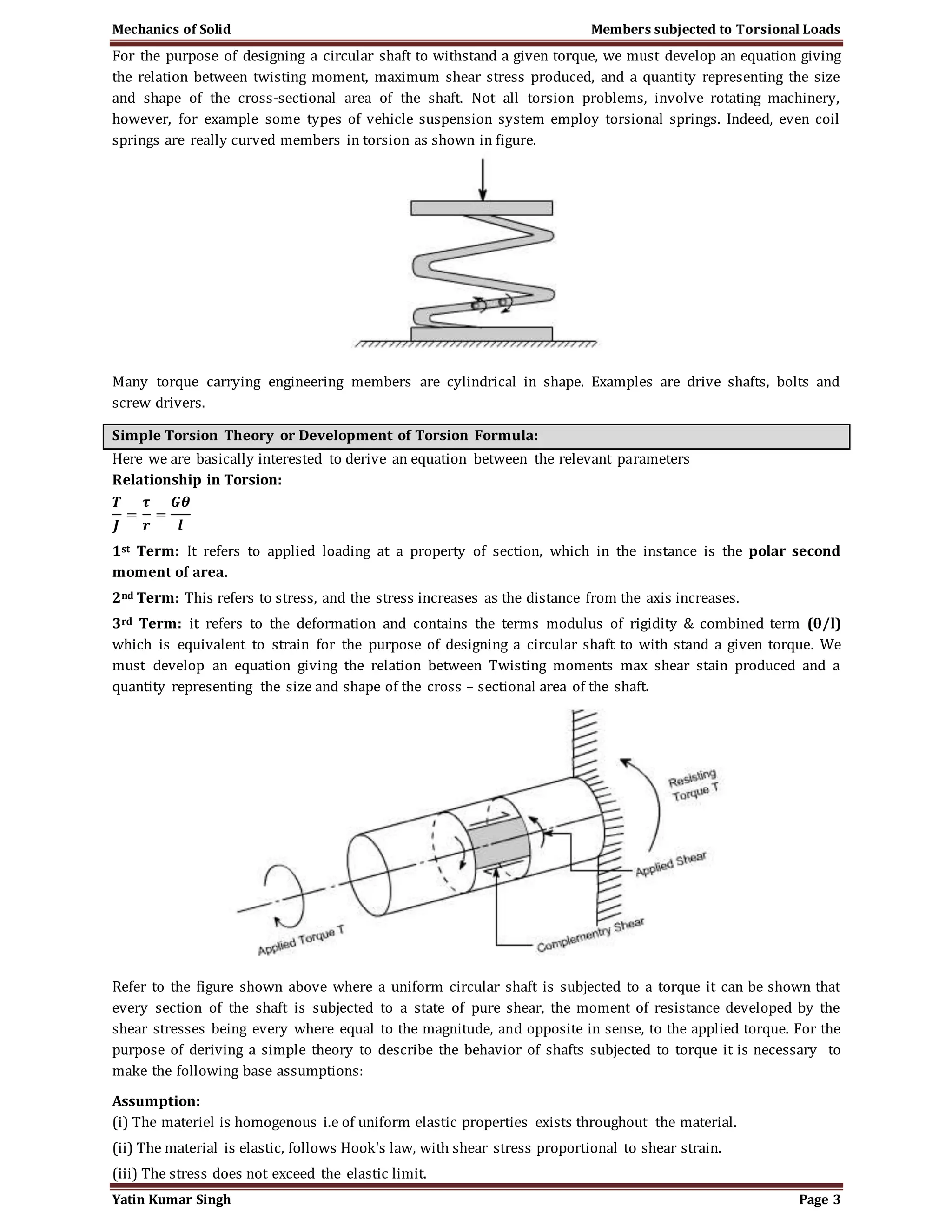 Torsion of circular shafts | DOCX