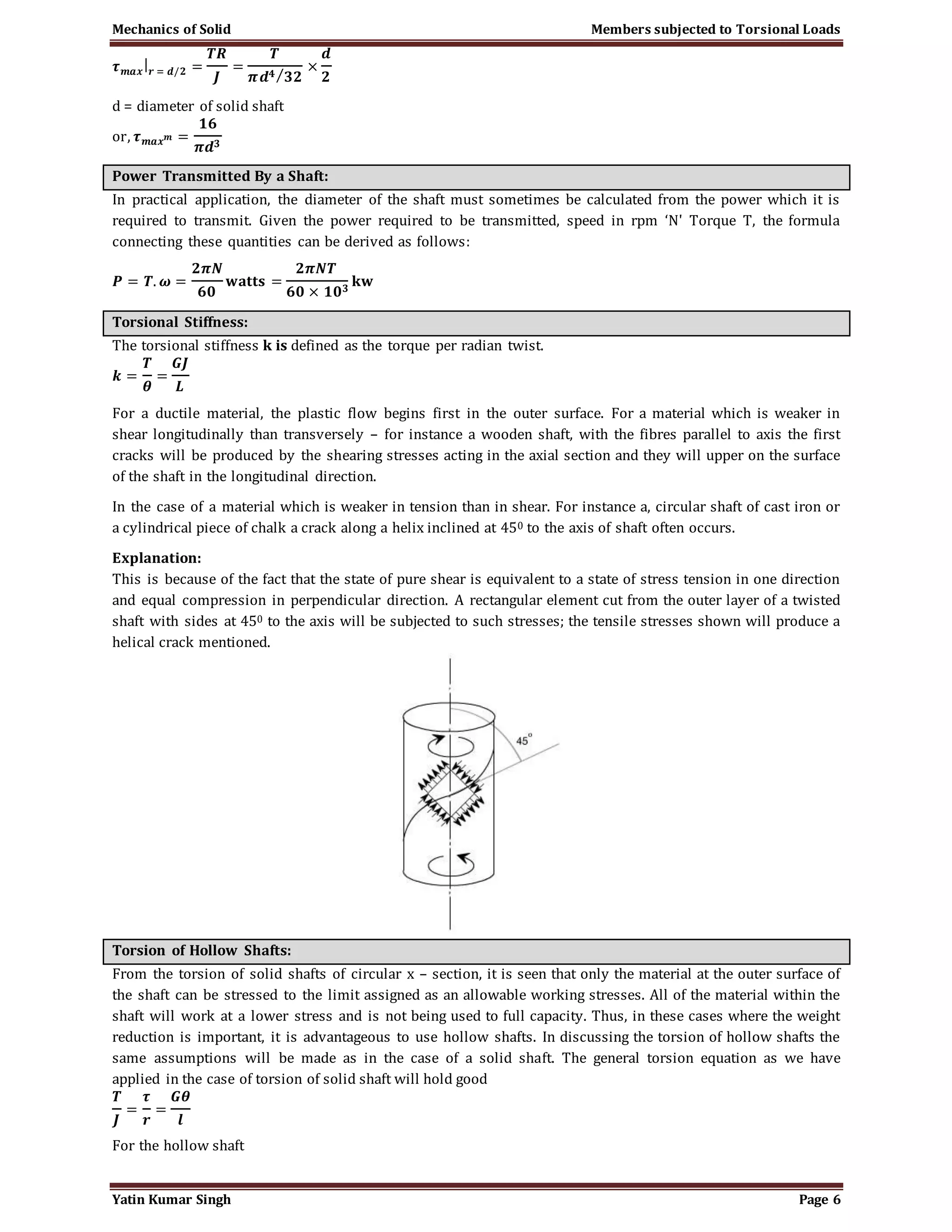 Torsion of circular shafts | DOCX