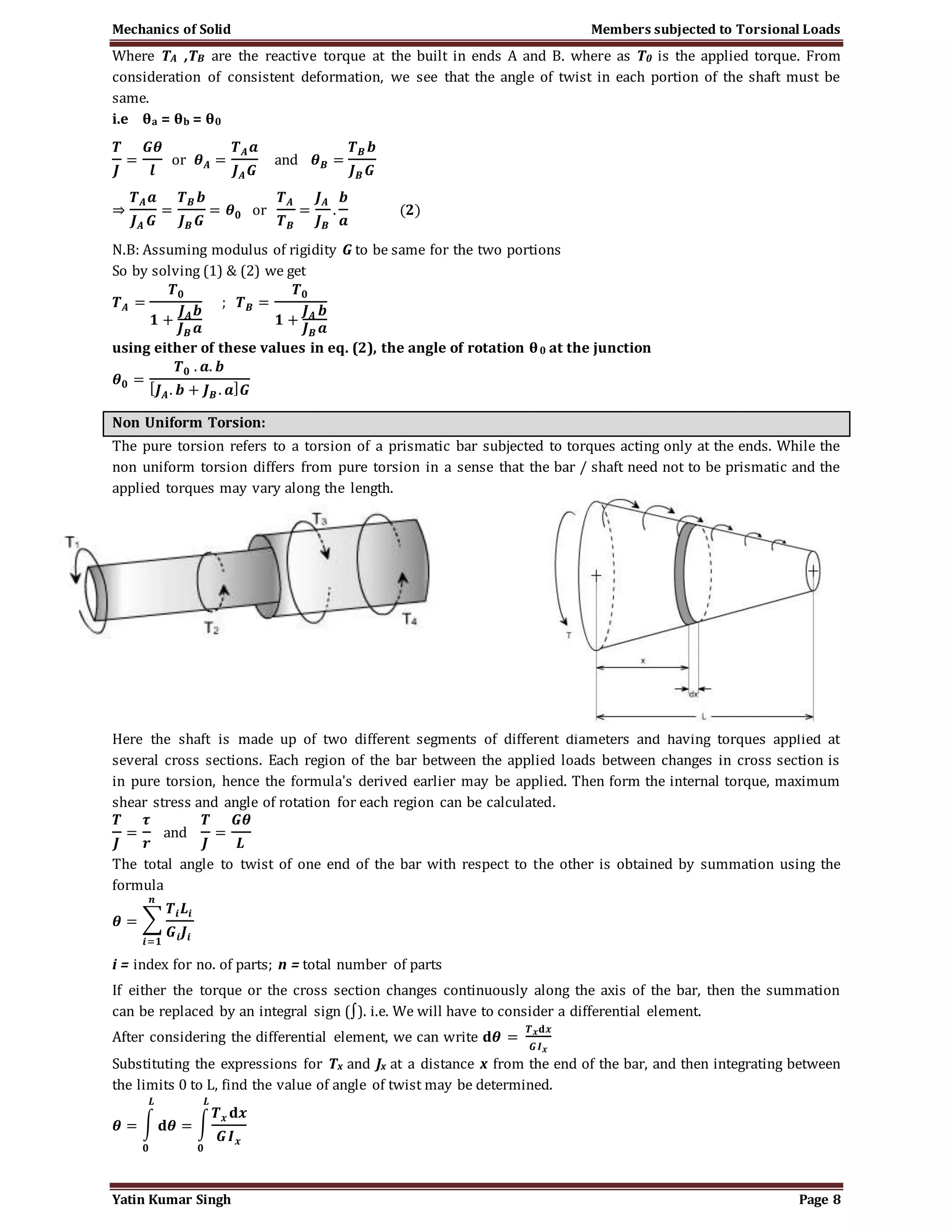 Torsion of circular shafts | DOCX