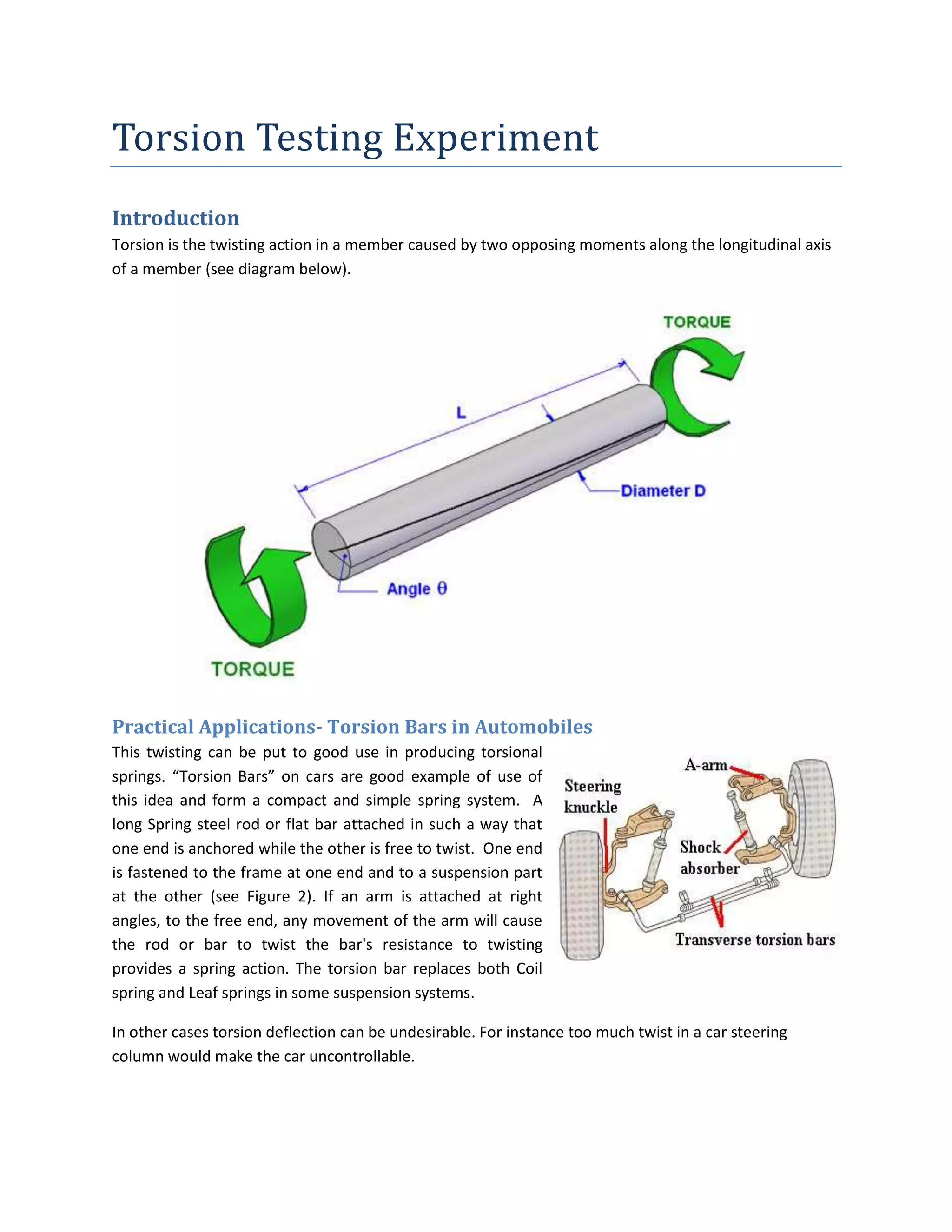 Torsion testing experiment (instructor) | DOCX