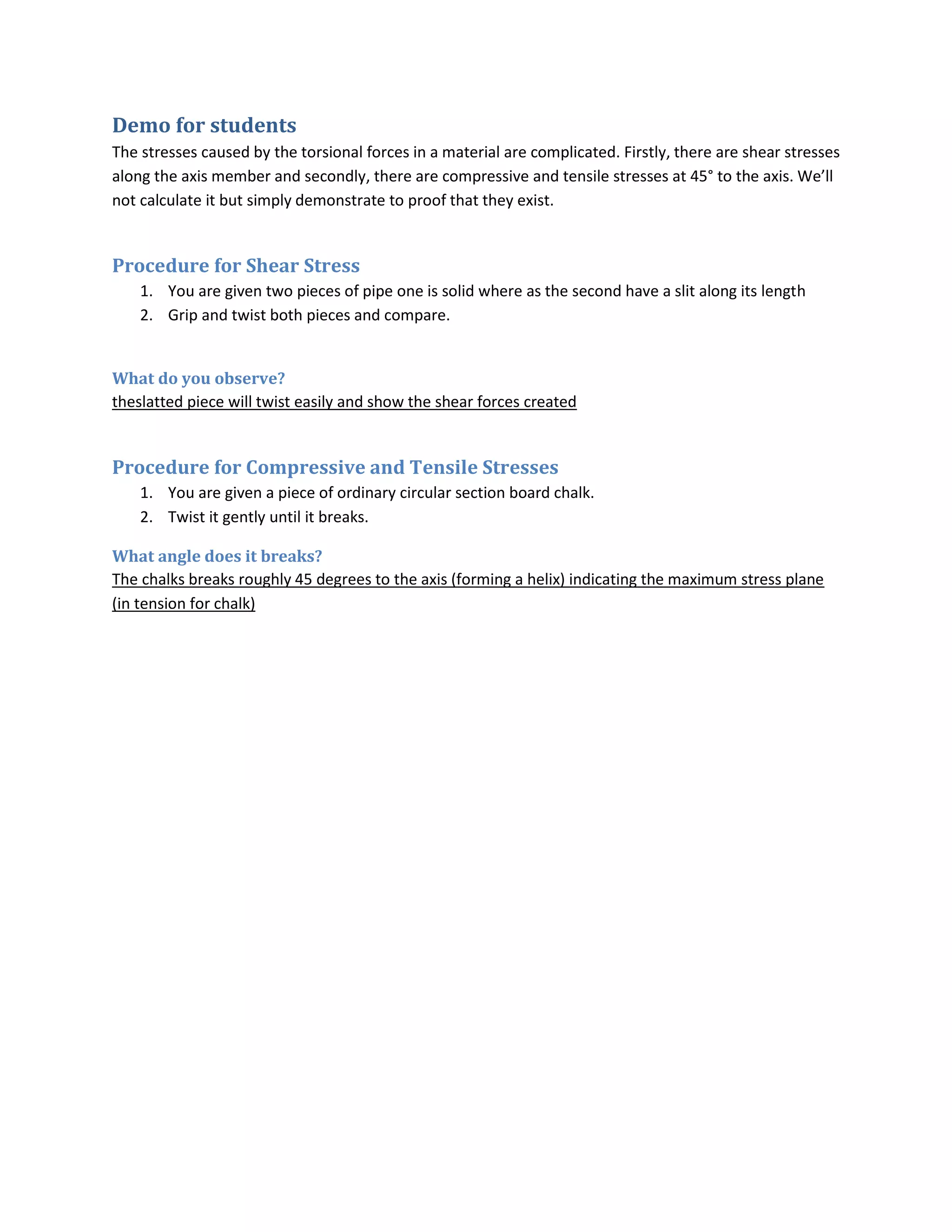 Torsion Testing Experiment Instructor Docx