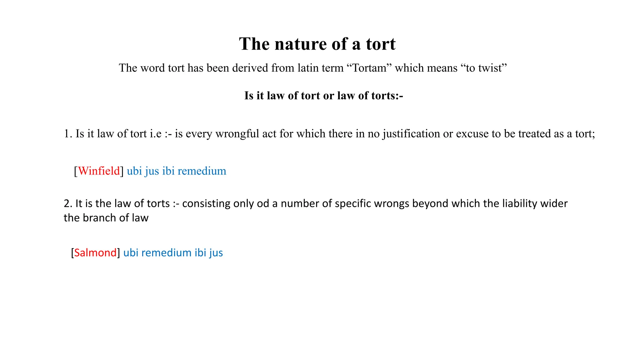 tort.pptx notes for ba llb ccs university | PPTX