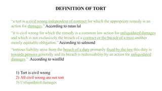 tort.pptx notes for ba llb ccs university | PPTX