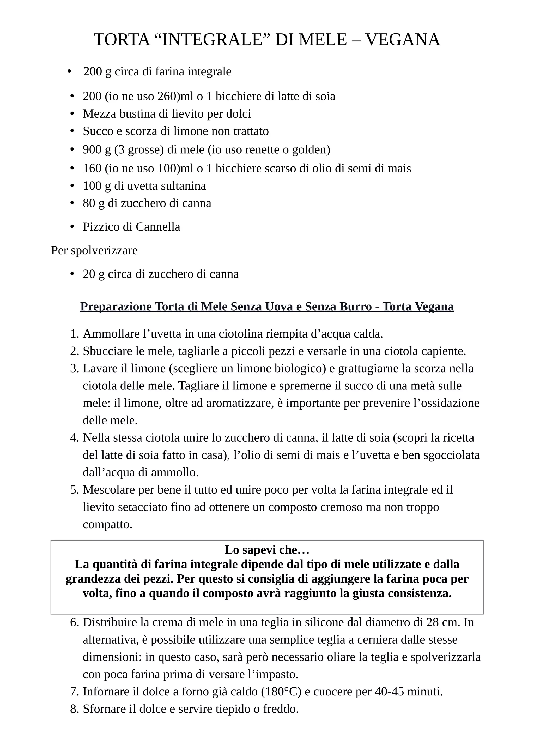 Torta vegana integrale di mele con uvetta e cannella | PDF