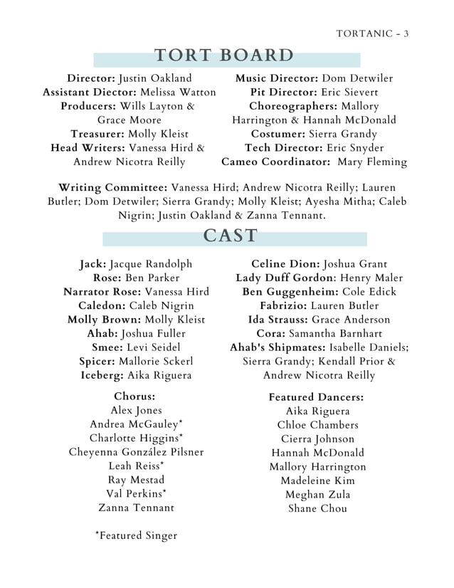 TORTanic Playbill | PDF