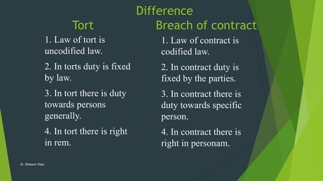 Tort diff tort crime breach of contract | PPT