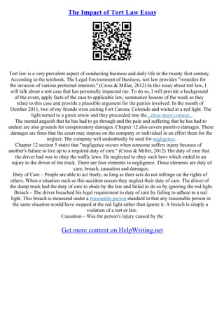 Tort Essay | PDF