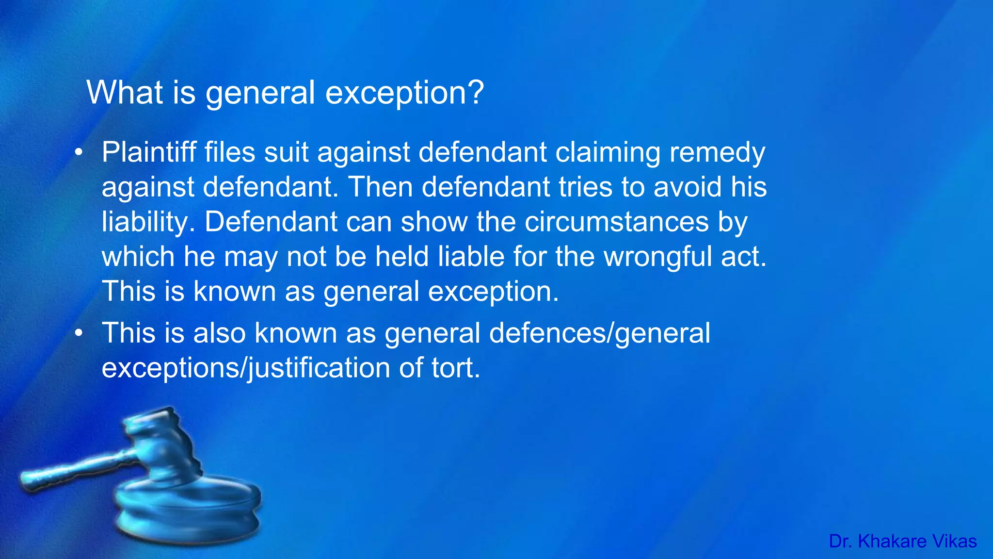 Tort general exception | PDF