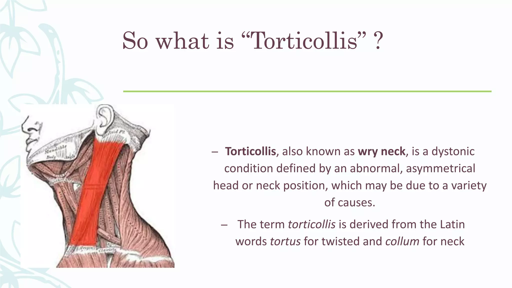 Torticollis and its P.T. Management | PPTX