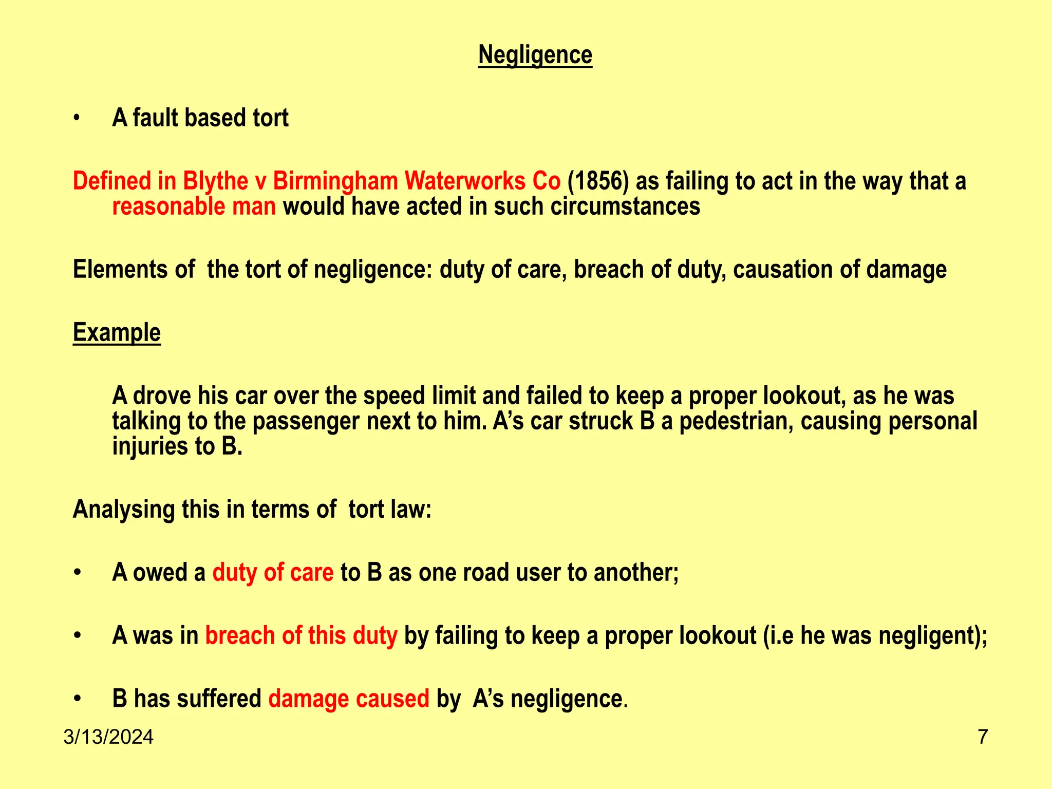 Tort law introduction into negligence. Pp | PPT