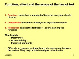 Tort law introduction into negligence. Pp | PPT