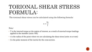 Tortion shear stress of strength and materials | PPTX