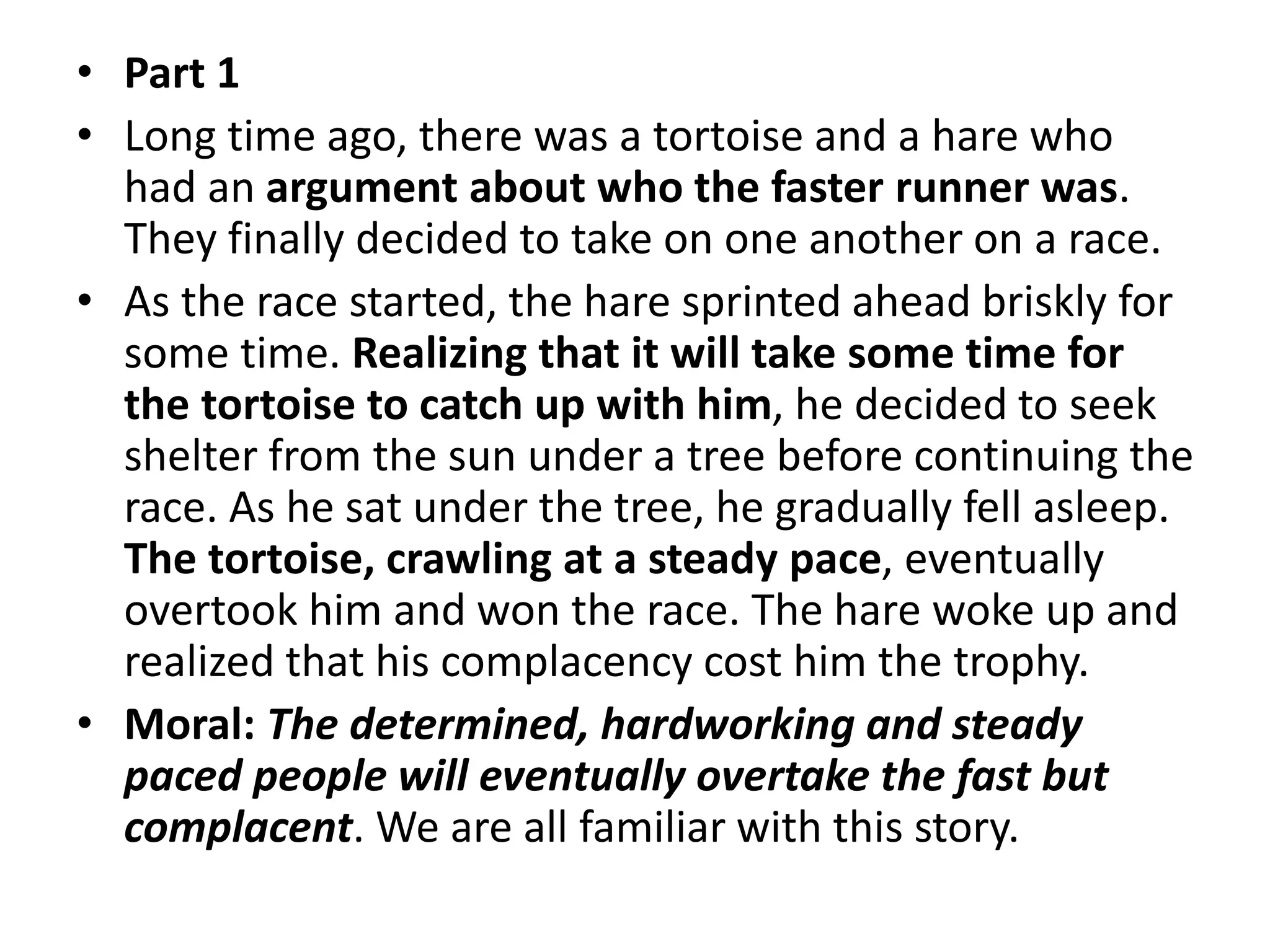 Tortoise and hare story for leadership | PPT