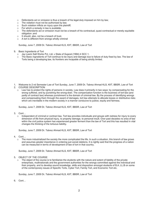 Tort powerpoint from slideshare | PDF