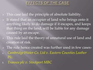 Case study of Rylands v. Fletcher | PPTX