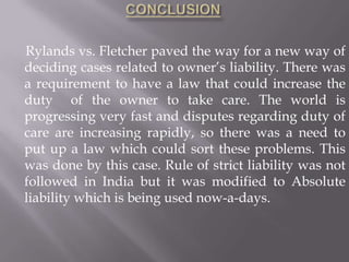 Case study of Rylands v. Fletcher | PPTX