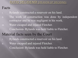 Case study of Rylands v. Fletcher | PPTX