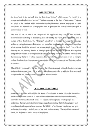 “tortious liability in constituting negligence | DOCX