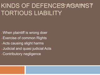 Torts topic 2 defences against tortious liability | PPTX