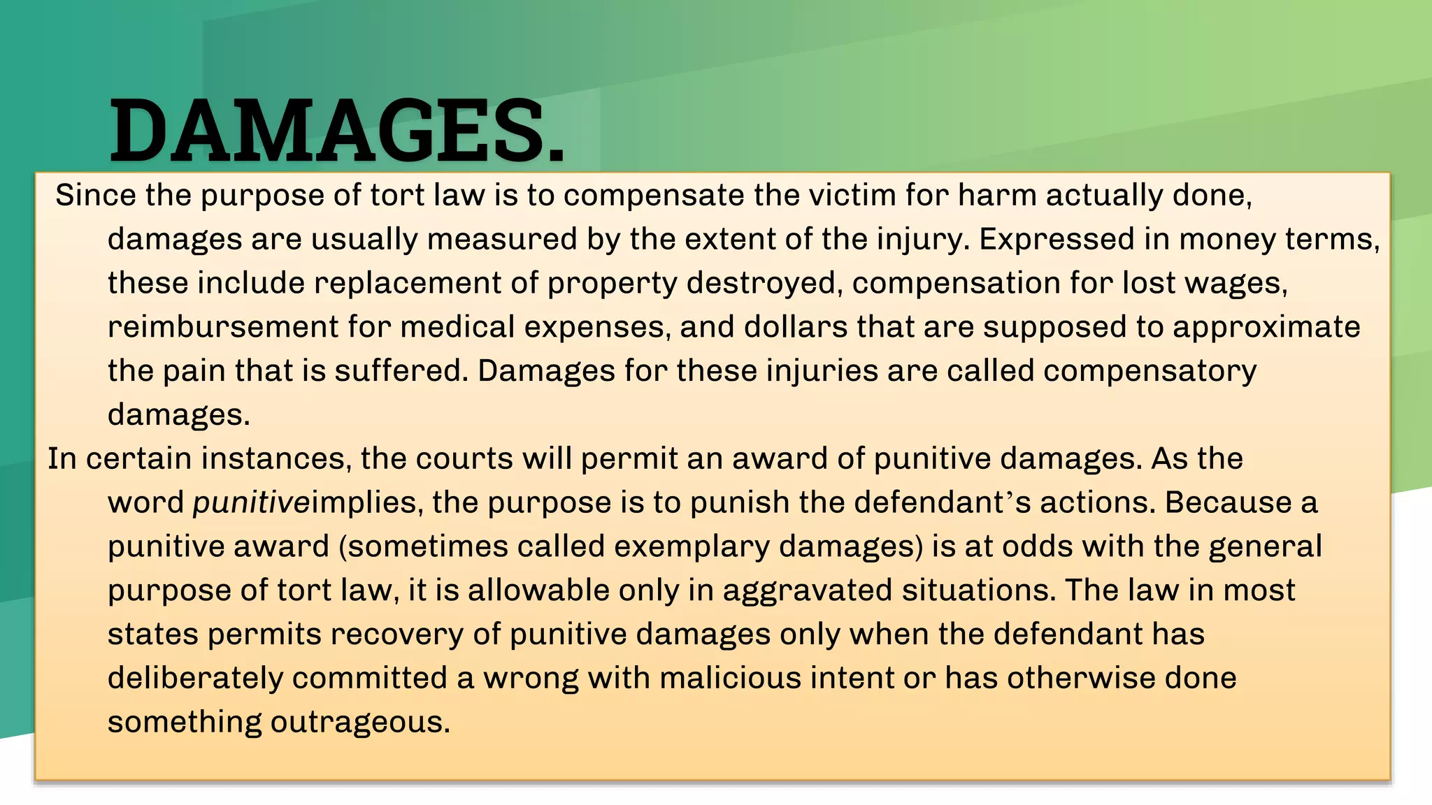 TYPES OF TORT. TORT AND DAMAGES | PPTX