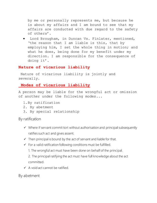 Tort vicarious liability | PDF