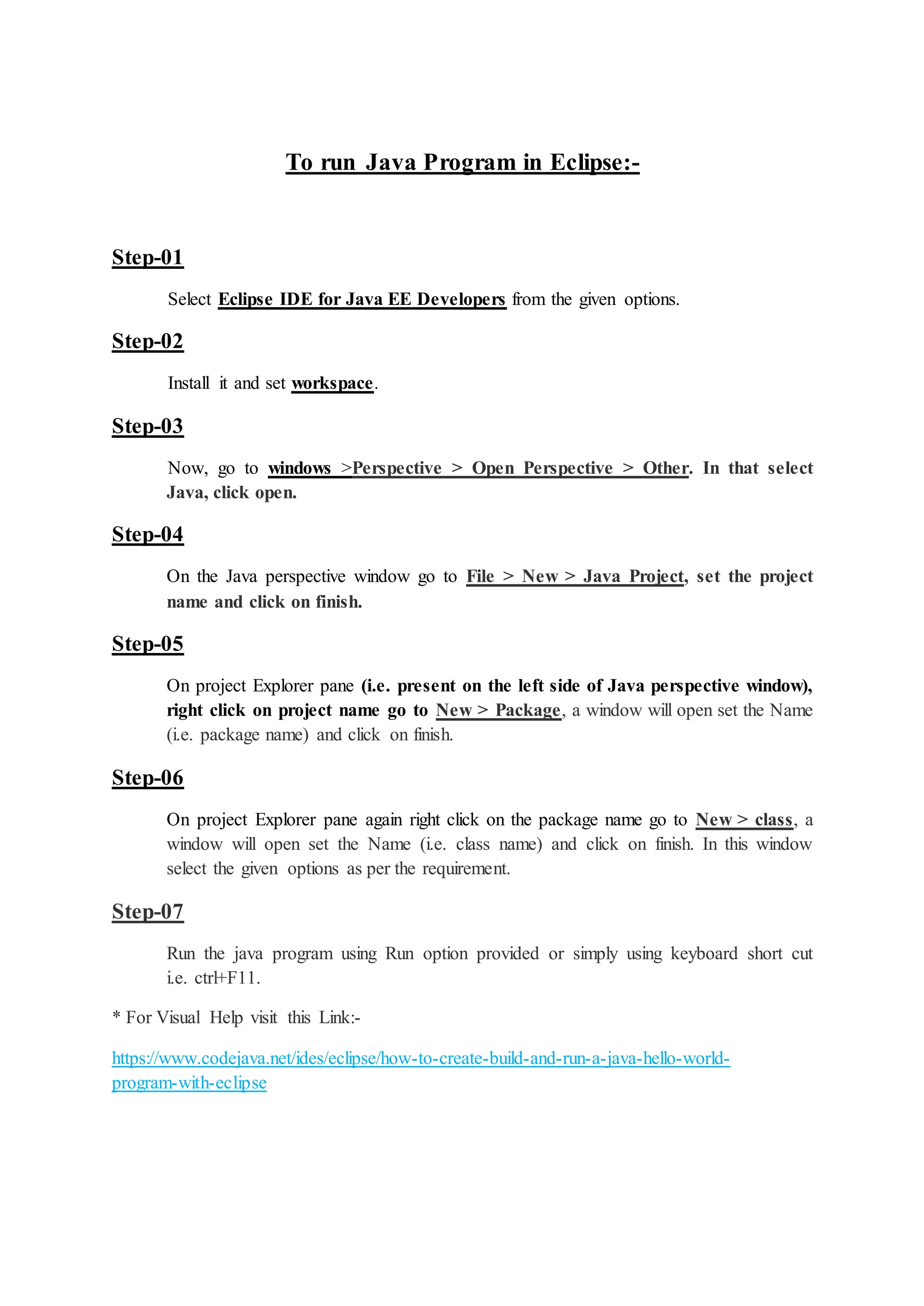 To run java program in eclipse | PDF