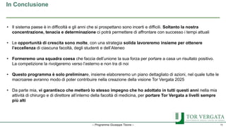 Prof. Tisone Programma Rettore 2019-2025 Università Tor Vergata | PPTX