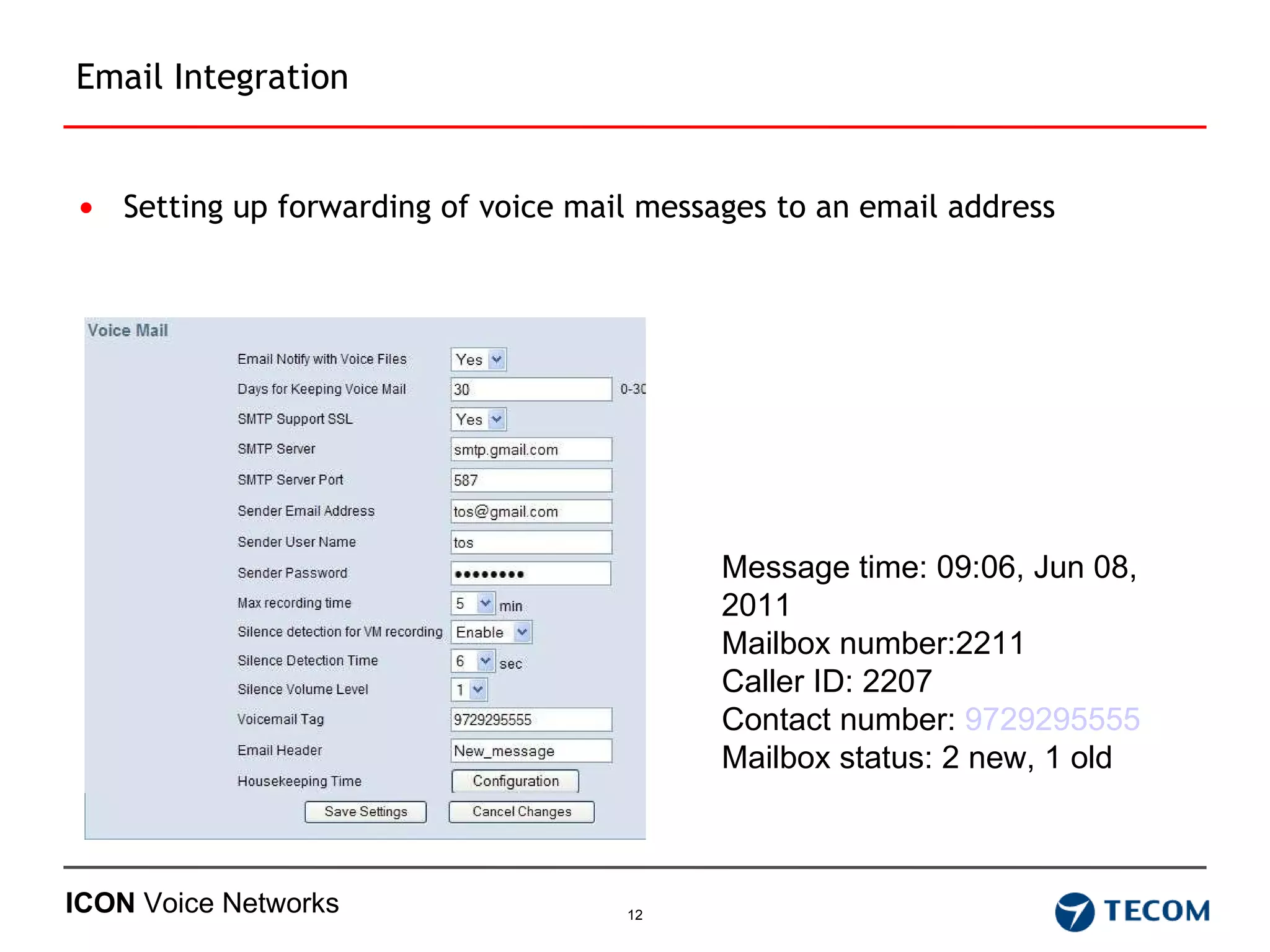 TOS 3000 Voice Mail / Auto Attendant Overview | PPT