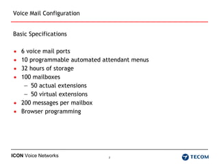 TOS 3000 Voice Mail / Auto Attendant Overview | PPT