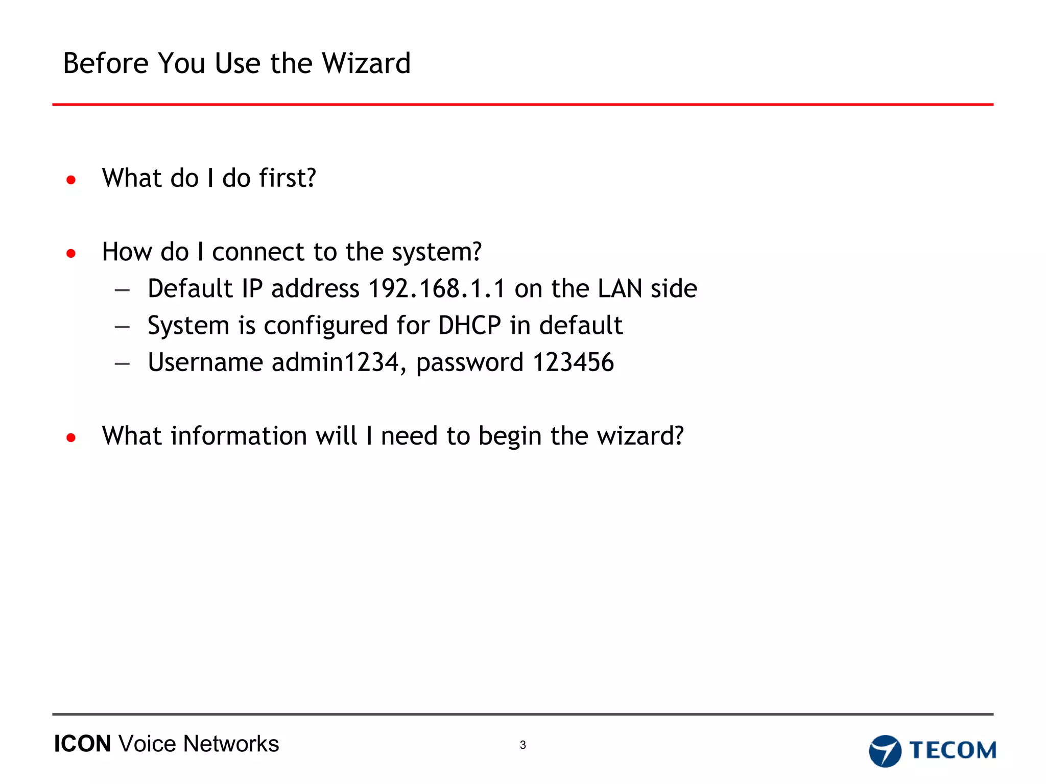 Installing TOS 3000 Using the Setup Wizard | PPT