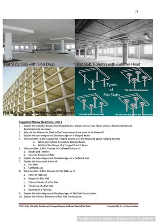 TOS 5 Unit 1 Doubly Reinforced, Flanged Beams, Coffered Slab & Flat ...
