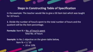 Tos and summative test construction | PPT