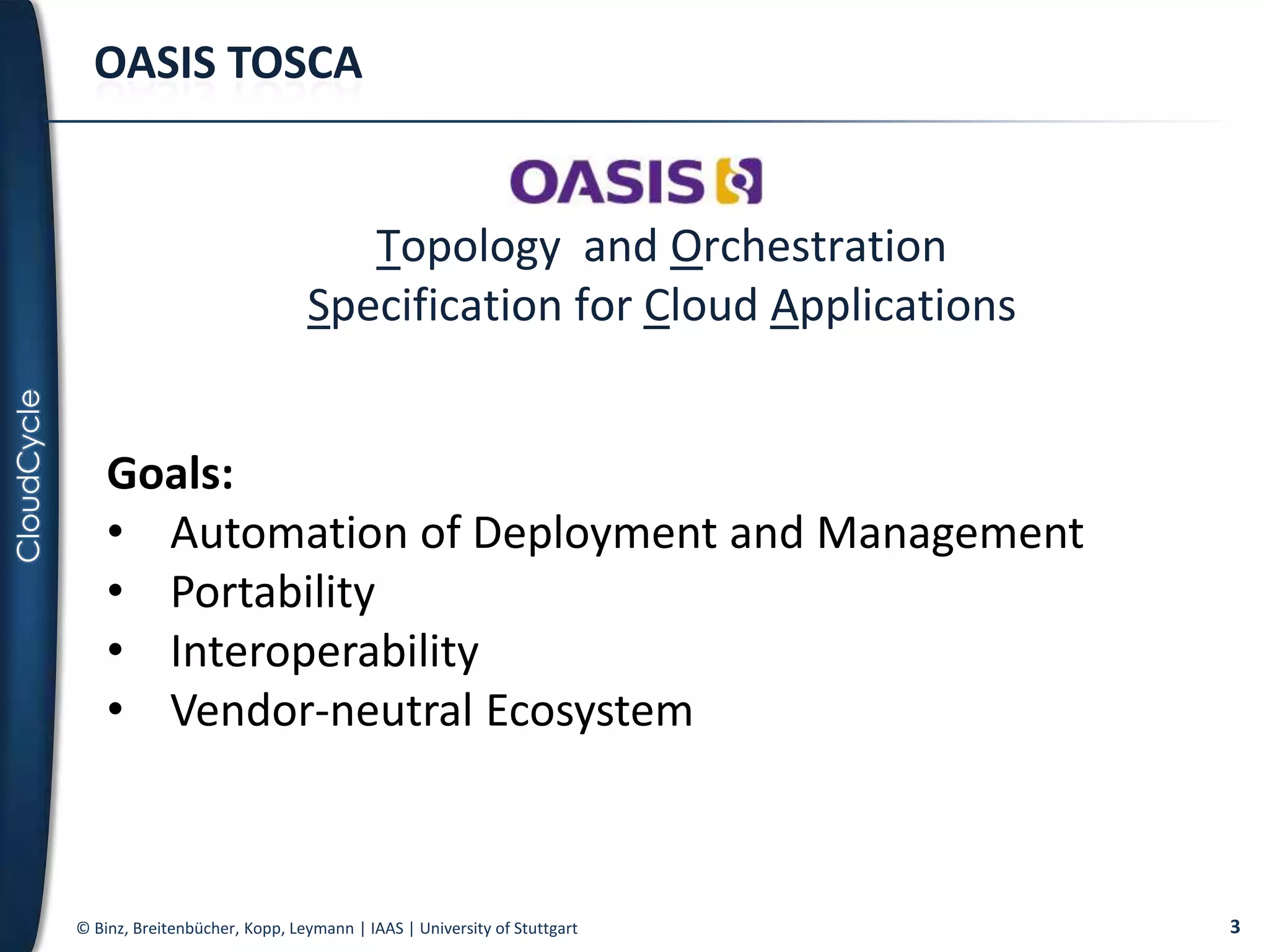 TOSCA and OpenTOSCA: TOSCA Introduction and OpenTOSCA Ecosystem ...