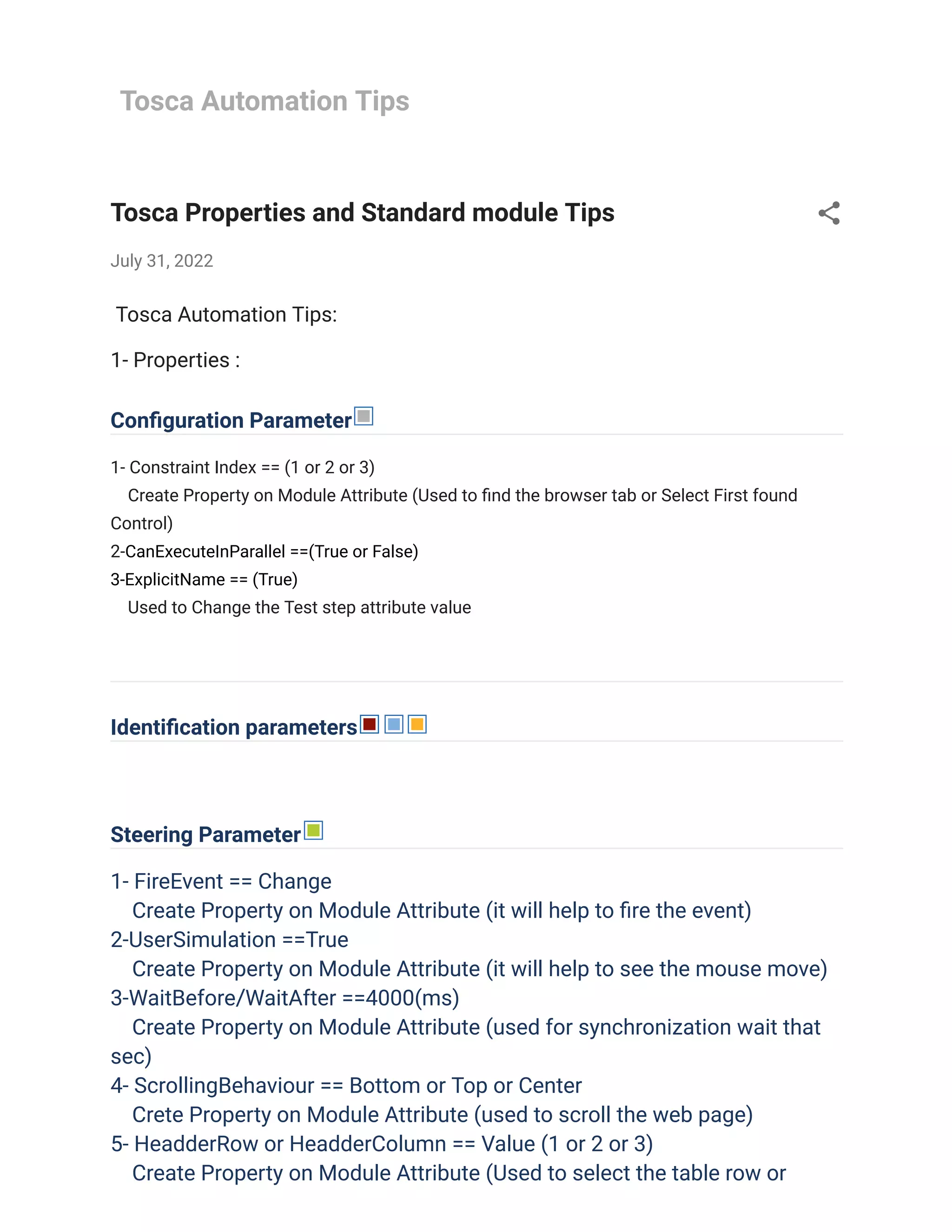 Tosca Properties And Standard Module Tips Pdf