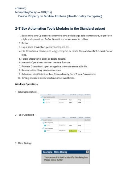 Tosca Properties And Standard Module Tips Pdf