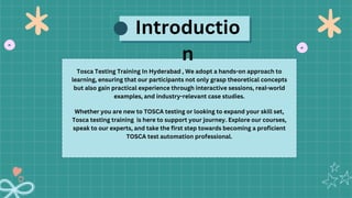 TOSCA TESTING TRAINING HYDERABAD LOCATION | PPT