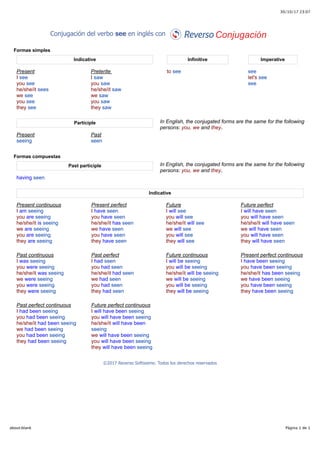 I see / you see - REVERSO (conjugación) | PDF