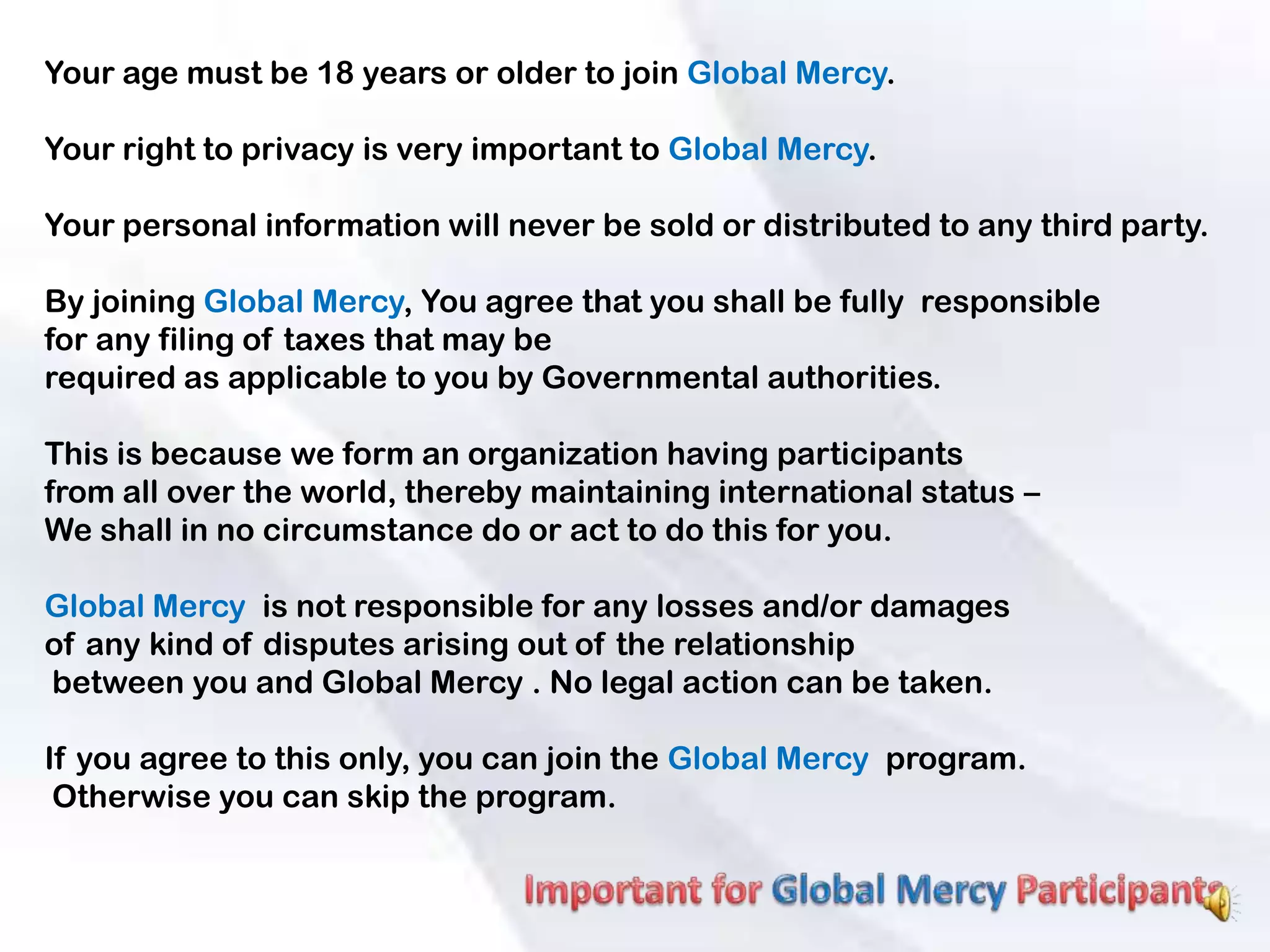 TOS Global Mercy | PPT