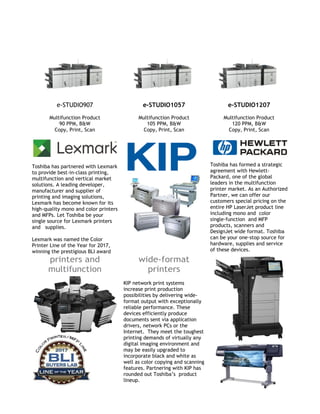 Toshiba Guide to Copiers and Printers | PDF