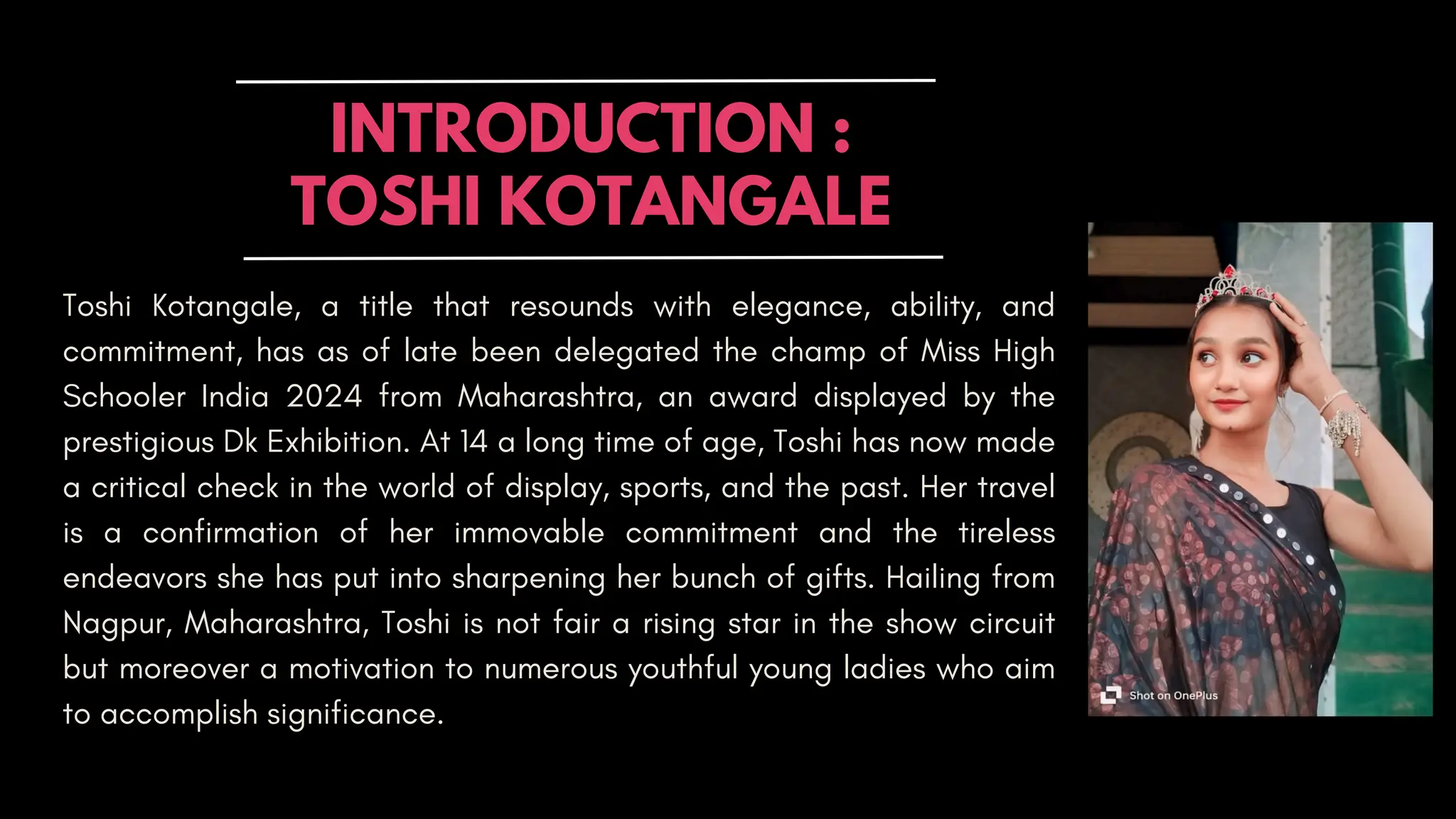 MISS TEEN NAGPUR 2024 - WINNER TOSHI KOTANGALE | PPT