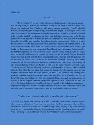 To sir with love reaction | PDF