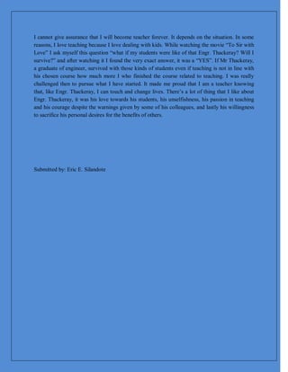 To sir with love reaction | PDF