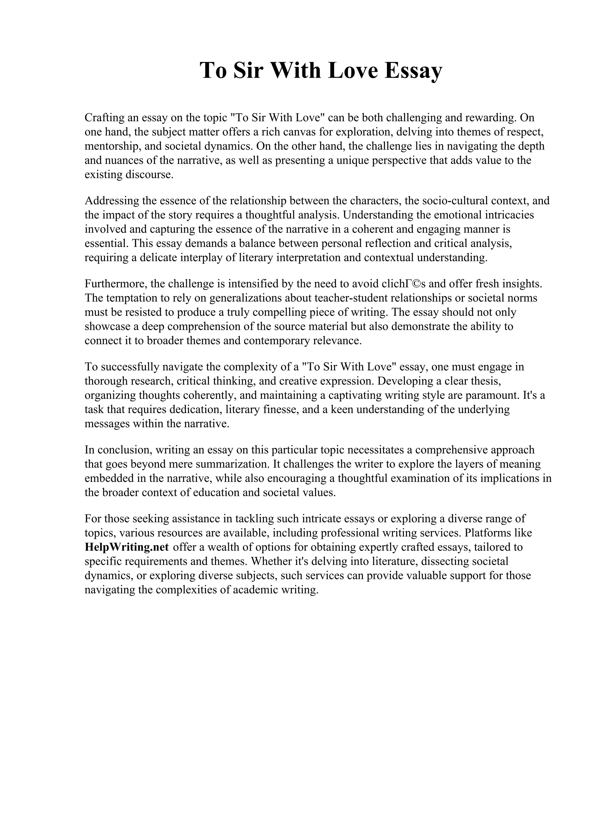 To Sir With Love Essay.pdf