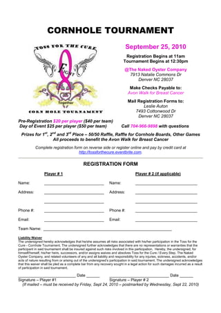Toss for the Cure - registration form | PDF